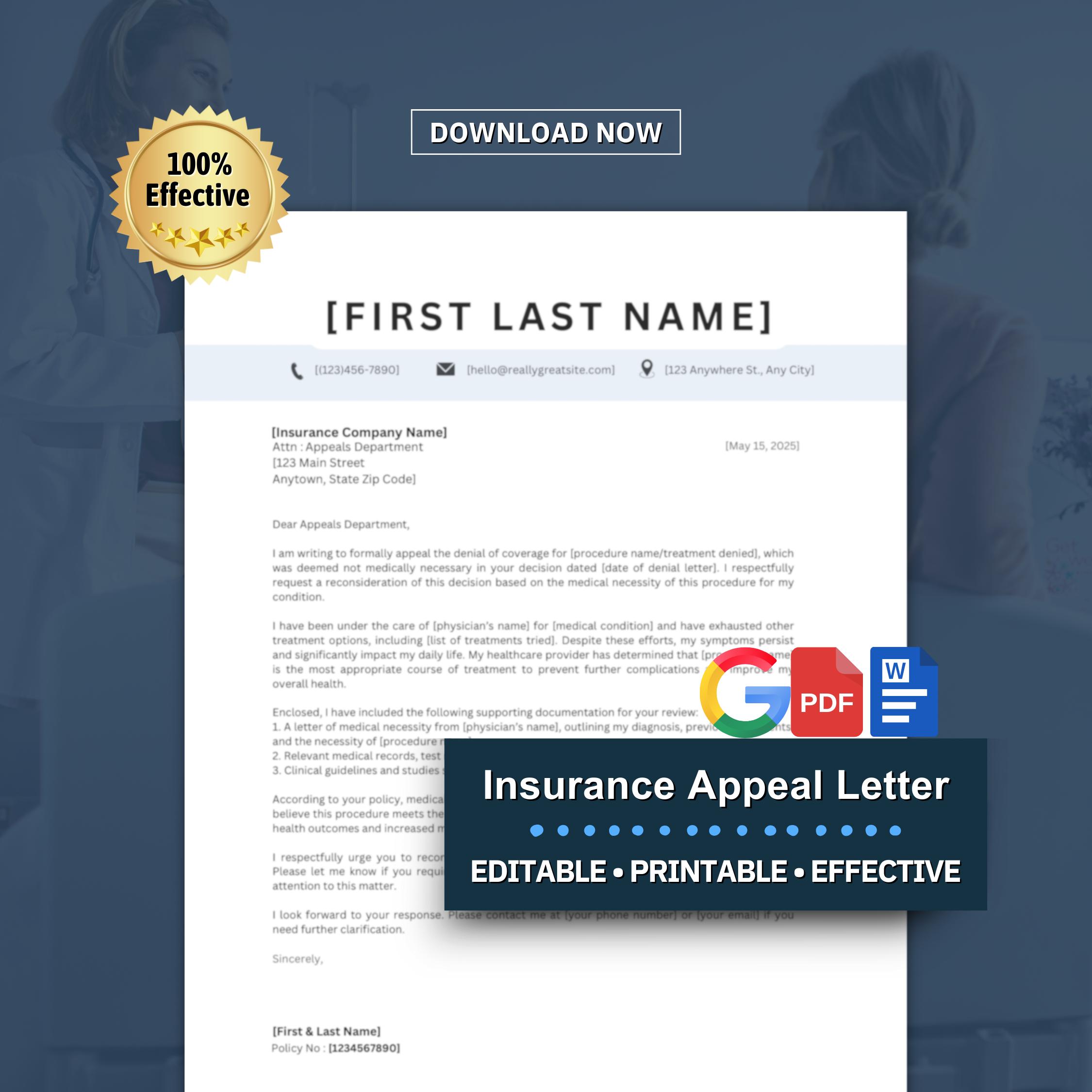 Health Insurance Appeal Letter Template, Appeal Insurance Denial ...