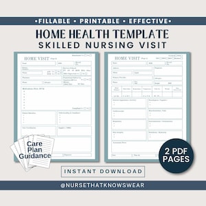 Home Health Nurse Home Visit Template, Report Sheet for Skilled Nursing ...
