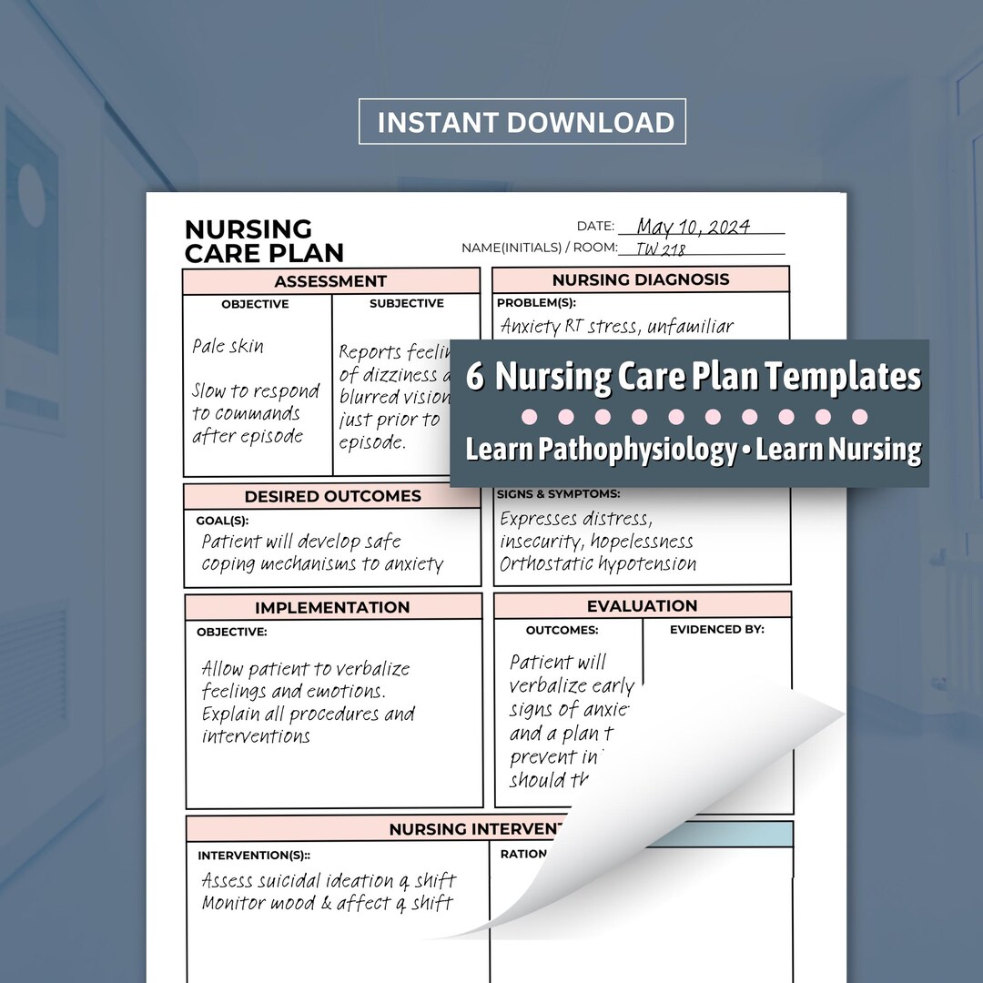Printable Care Plan Templates, Nursing Care Planning Forms, Nursing ...