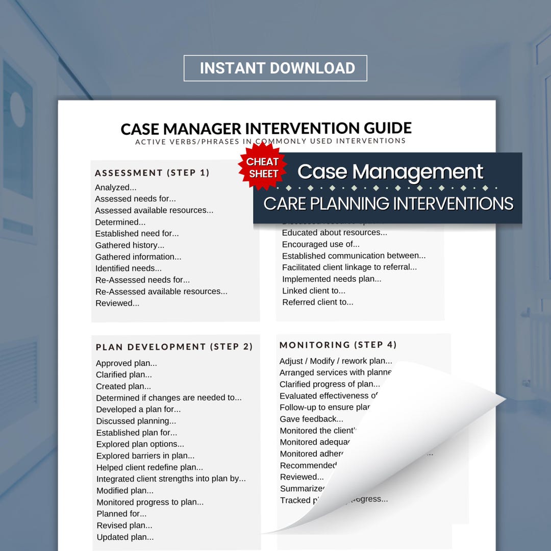 Buy Case Manager Care Planning Guide, Case Management Cheat Sheet ...
