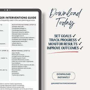Case Manager Care Plan Cheat Sheet, Social Work Template, Registered ...