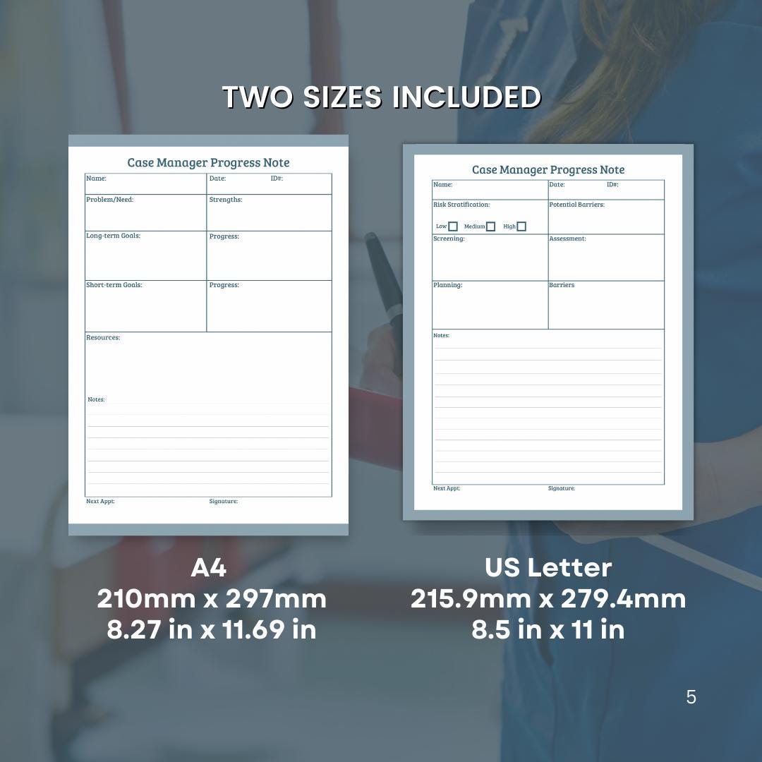 Case Management Progress Note, Social Worker Client Session Form ...