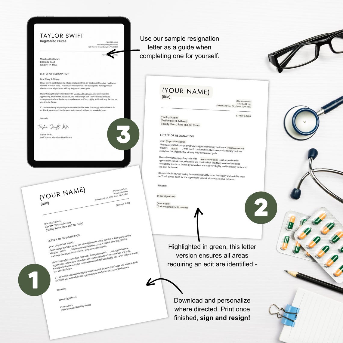 Nurse Resignation Letter Template, Editable Nursing Quit Job Form ...