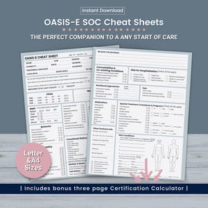 Oasis E Cheat Sheet, Printable Start of Care Forms, SOC Assessment ...