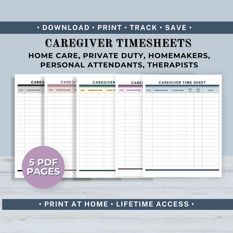 Home Care Timesheet - Etsy