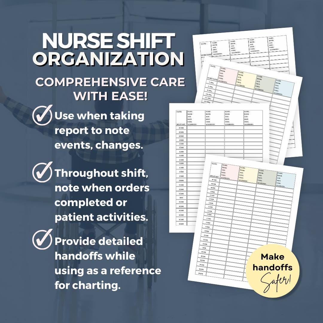 4 Patient Nurse Shift Report, Med Surg Nurse Report Sheet, Medsurg ...