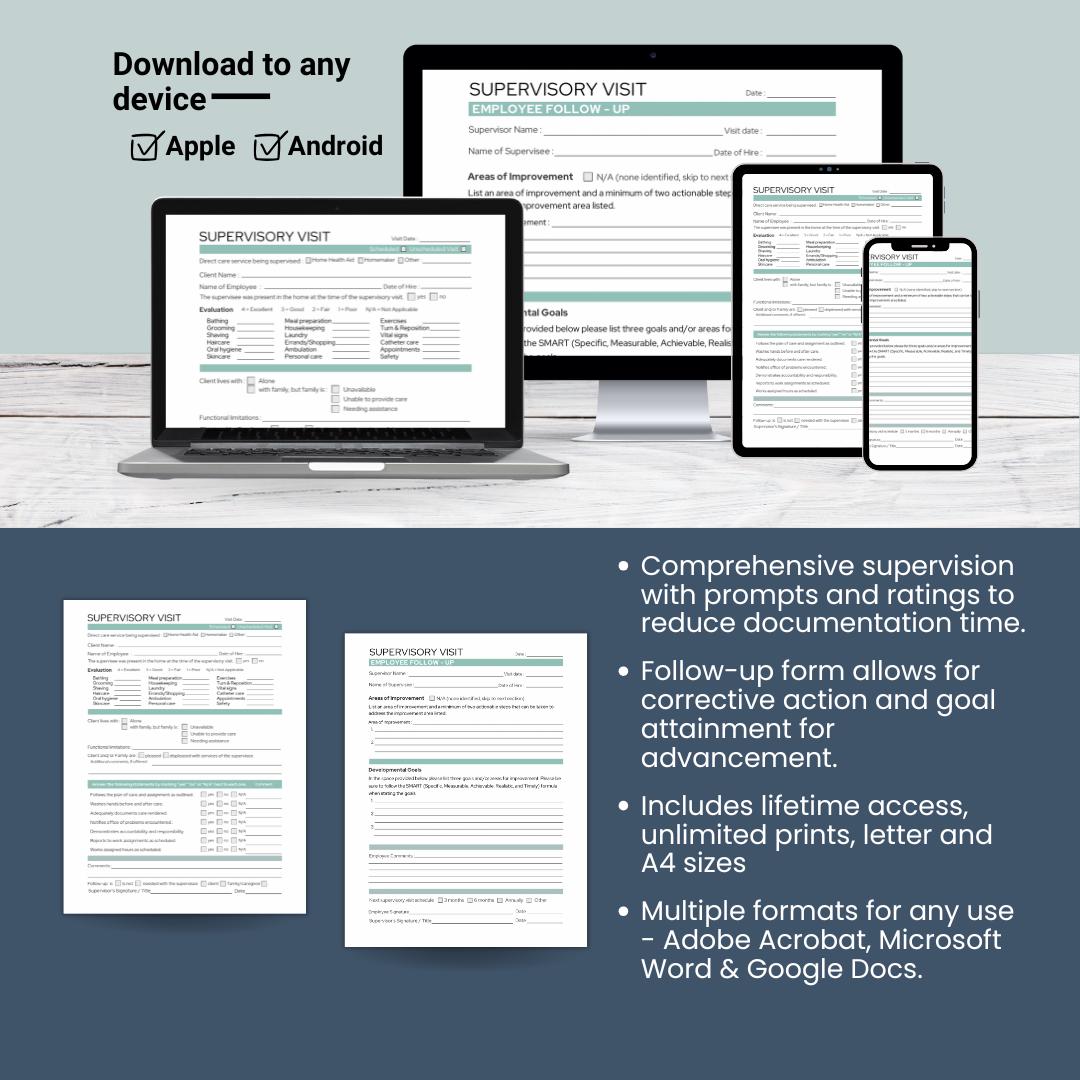 Supervisory Home Health Visit Form, Nursing Assistant Home Supervision ...