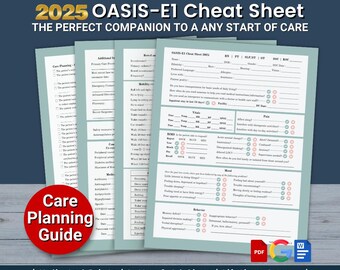 OASIS-E Start of Care (SOC) Cheat Sheet - Etsy