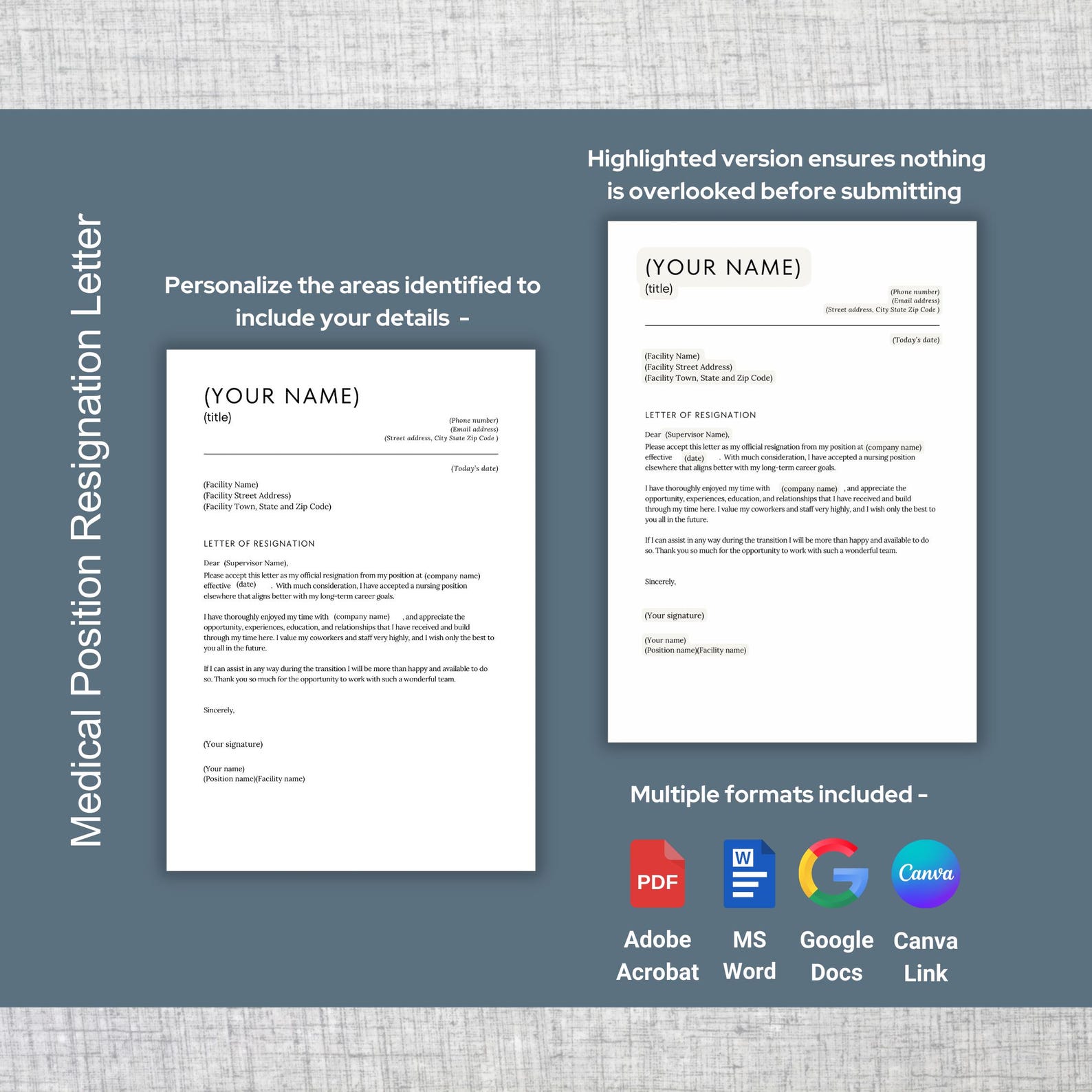 Nurse Resignation Letter Template, Editable Nursing Quit Job Form ...