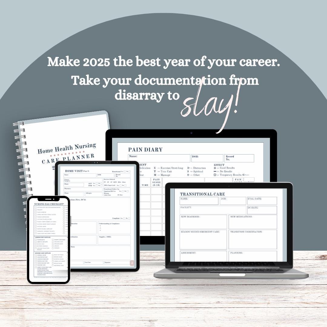 2025 Home Health Nurse Printable Planner, Skilled Nursing Home Visits ...