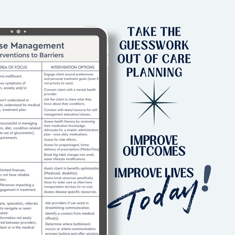 Case Manager Interventions to Barriers Guide, Nurse Case Manager Care ...