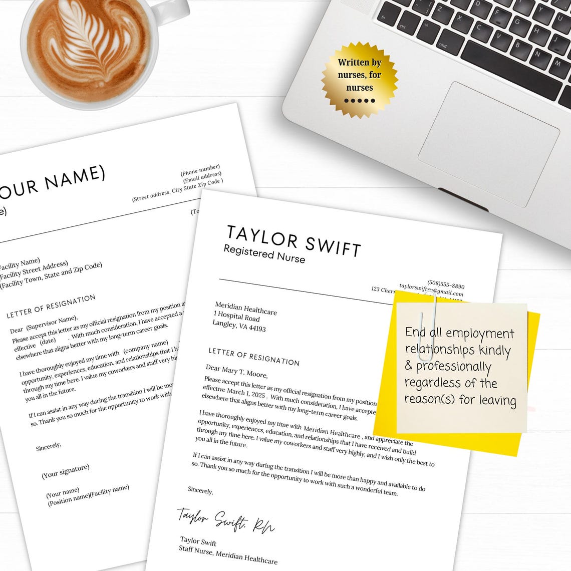 Nurse Resignation Letter Template, Editable Nursing Quit Job Form ...