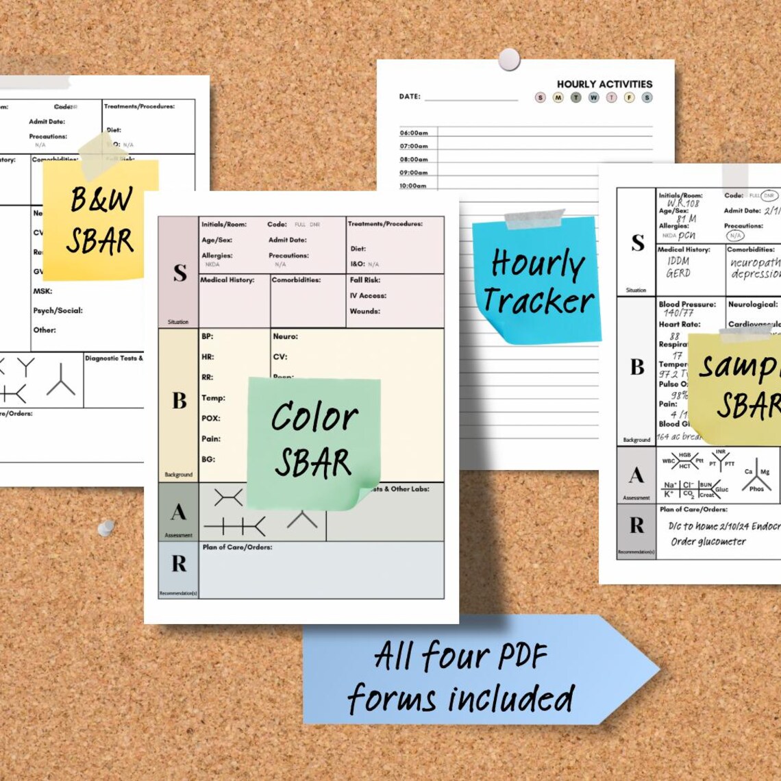 SBAR Report Sheet Nursing Student, Hourly Task Tracker, Detailed Nurse ...