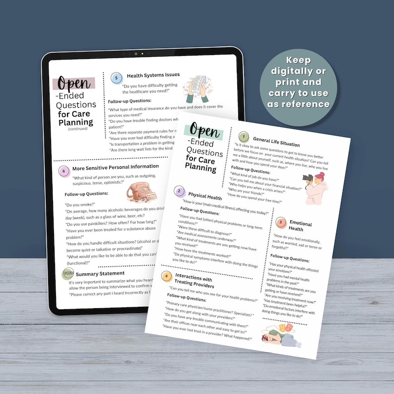 Case Management Cheat Sheet Questions for Care Planning, Social Worker ...