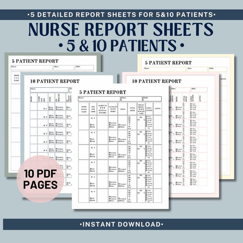 Nursing Report Sheet, Patient Handoff Reporting Tool, Nurse Charting ...