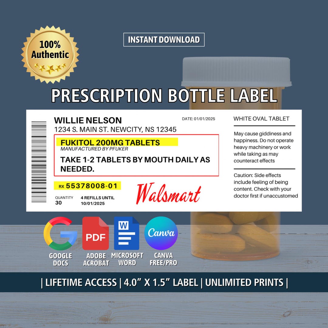 Prescription Label Template, Editable RX Pill Bottle Label Template ...