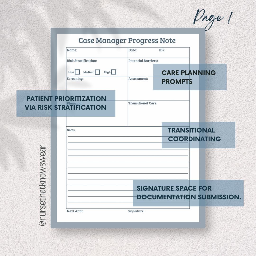 Case Manager Progress Note, Nurse Case Management Intake Note, Social ...