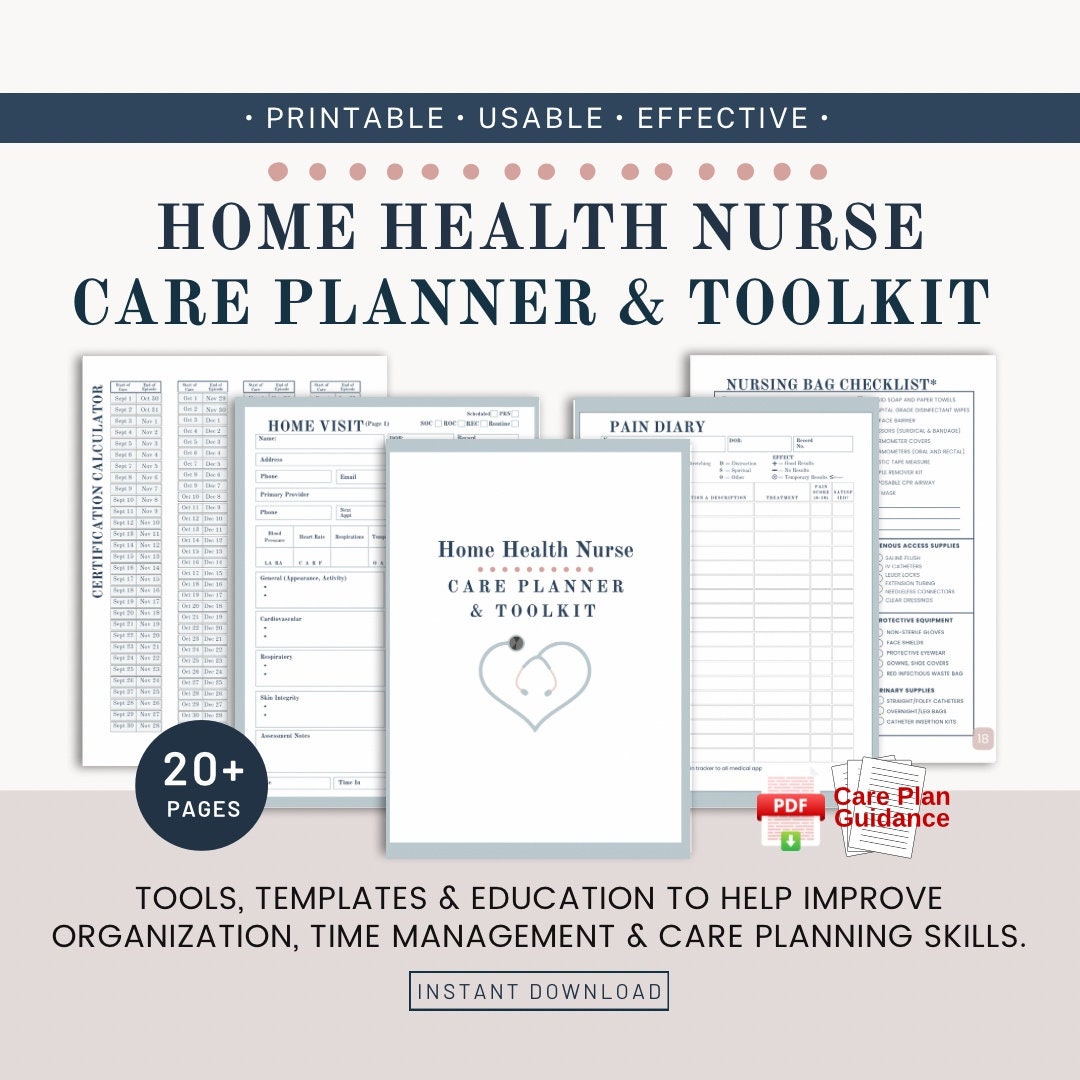 Home Health Nurse Planner & Toolkit, Home Care Organizer, Skilled Nurse ...
