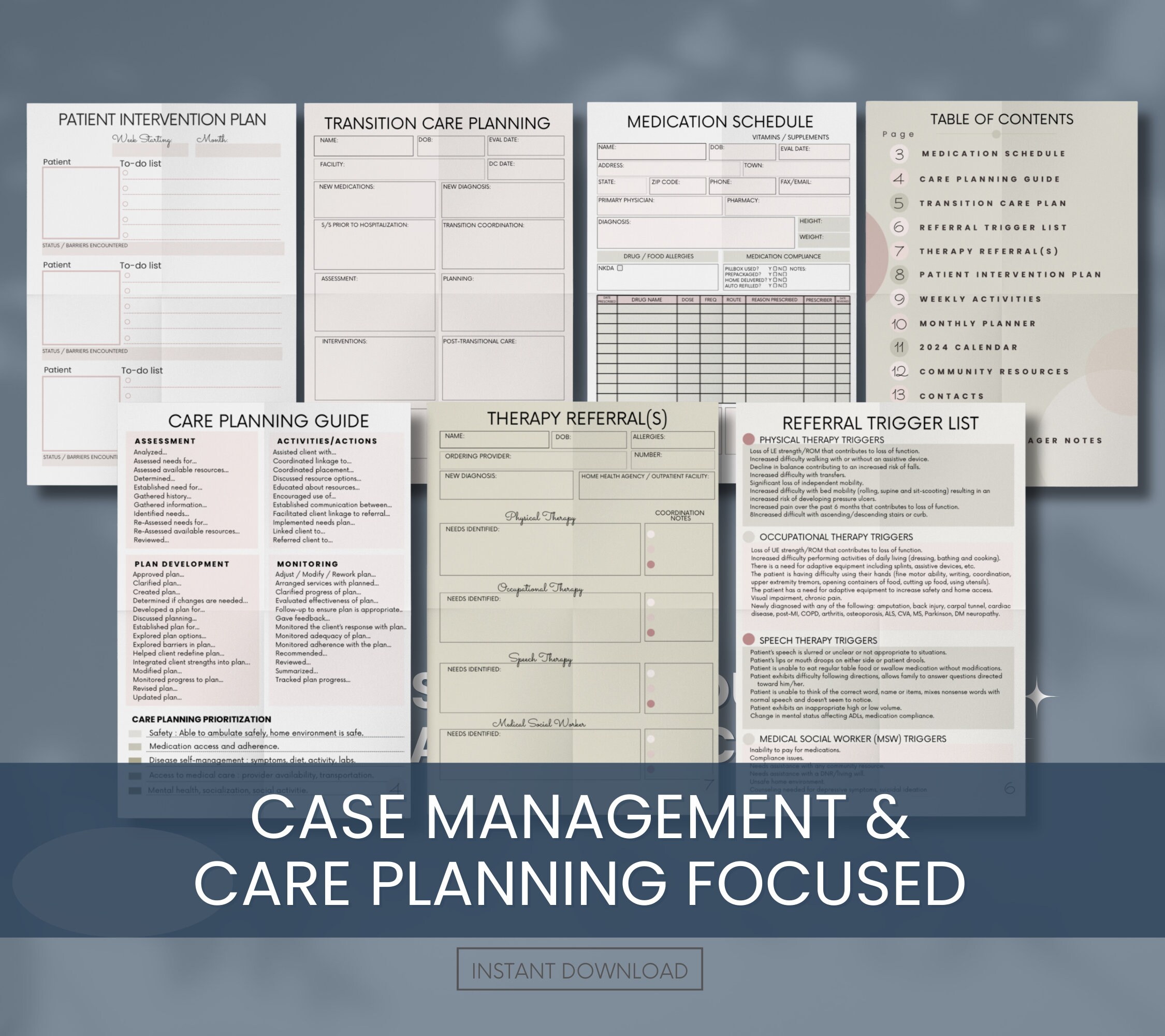 Nurse Case Manager Printable Planner, Case Management Care Planning ...