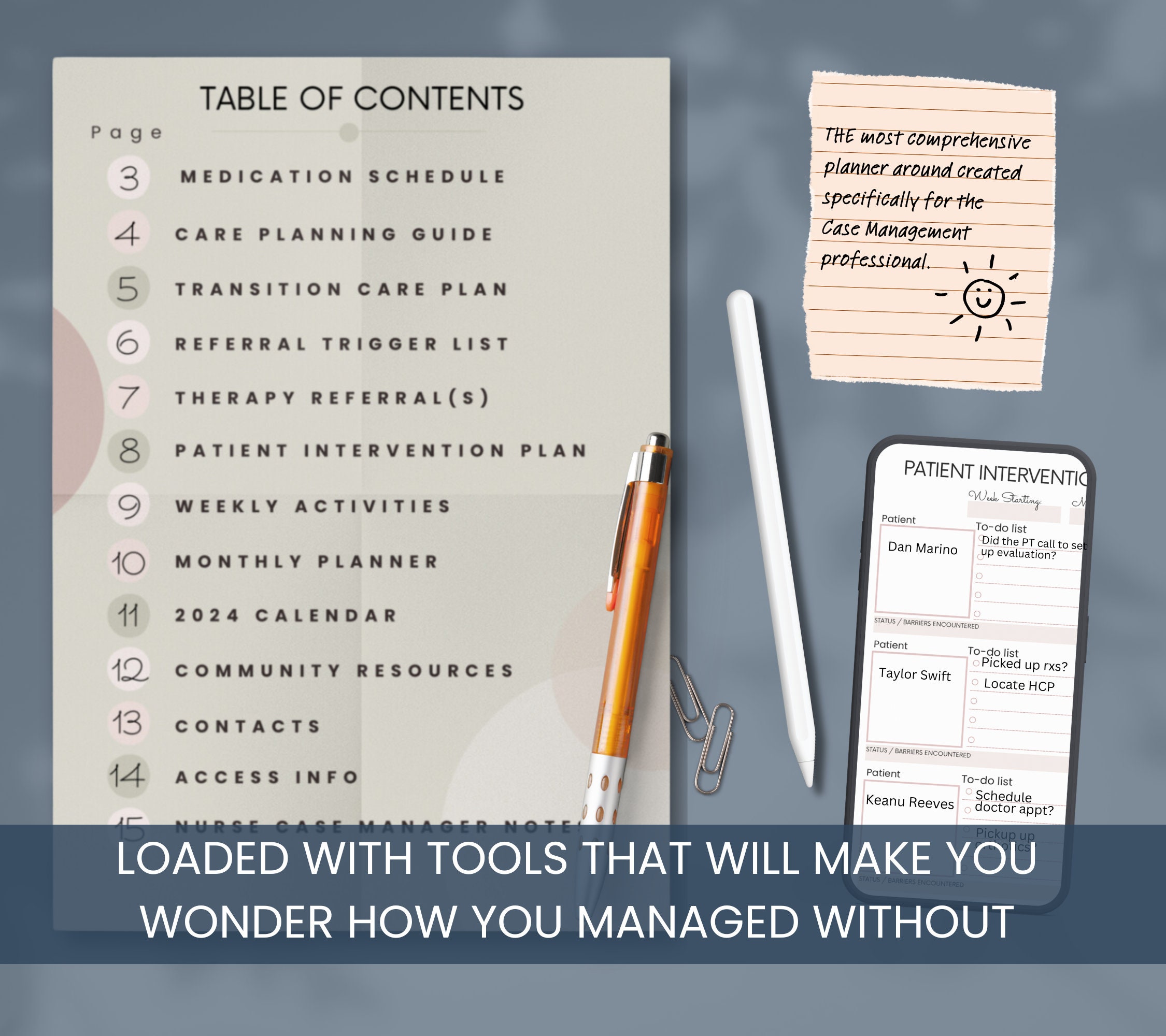 Nurse Case Manager Printable Planner, Case Management Care Planning ...