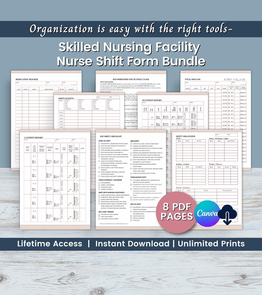 Editable Skilled Nursing Rehab Template Bundle, SNF Shift Organization ...