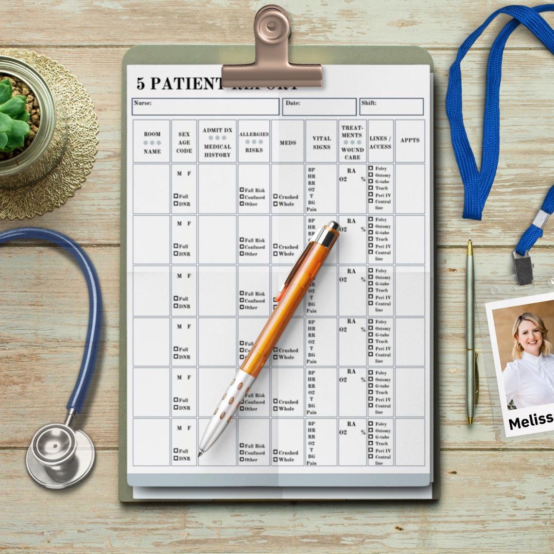 Nursing Report Sheet, Patient Handoff Reporting Tool, Nurse Charting ...