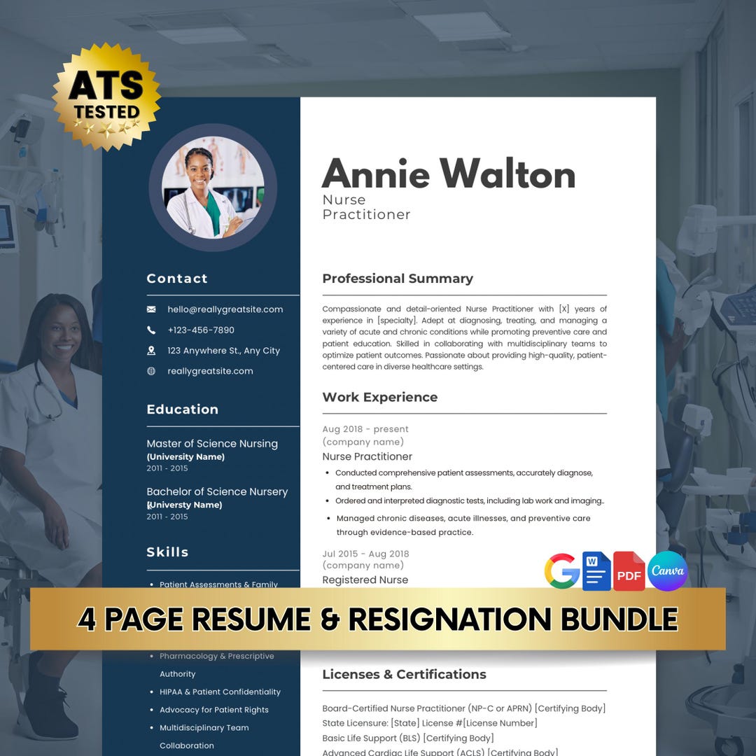 Nurse Practioner Photo Resume Template, CNP Nursing Resume Cover Letter ...