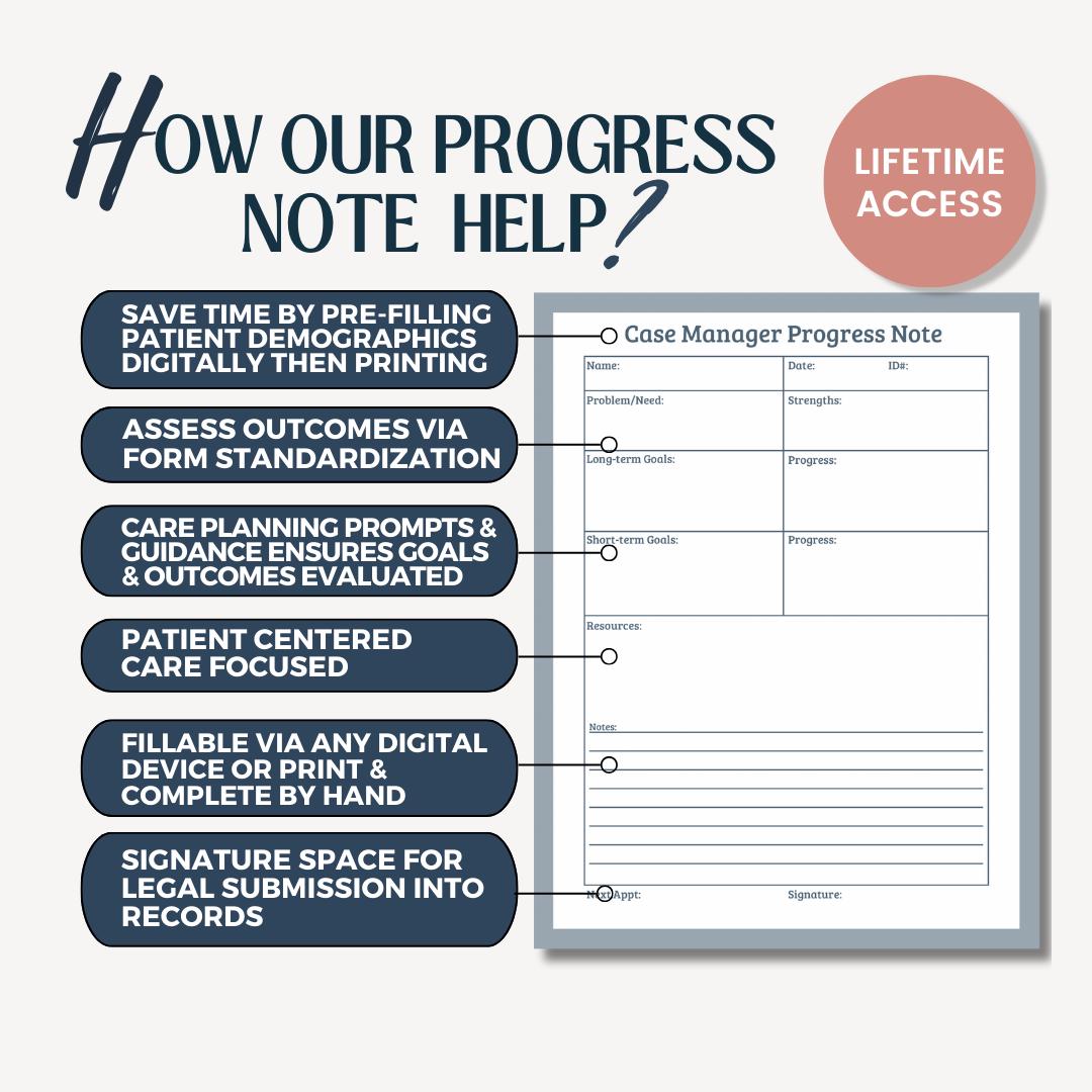 Case Manager Progress Note, Nurse Case Management Intake Note, Social ...