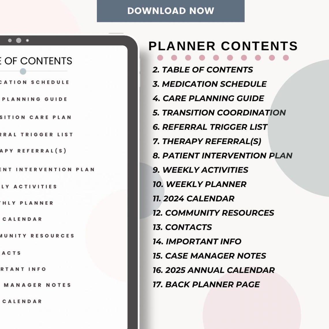 Case Manager Care Planning Printable Planner, Nurse Care Management ...