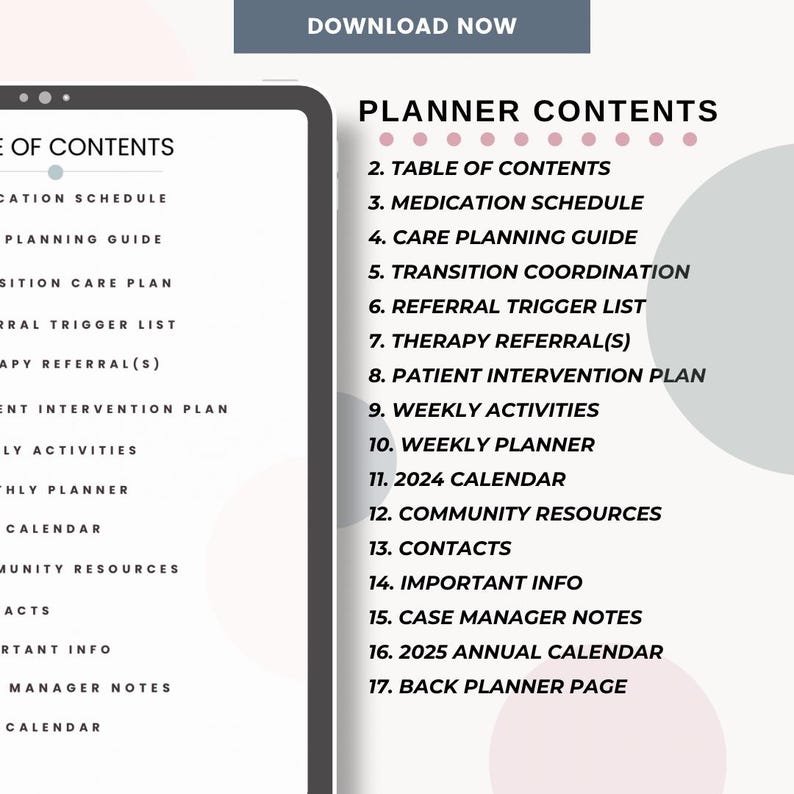 Case Manager Care Planning Printable Planner, Nurse Care Management ...
