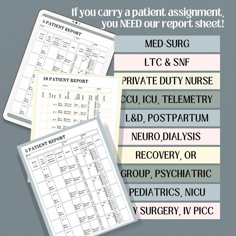 Nursing Report Sheet, Patient Handoff Reporting Tool, Nurse Charting ...