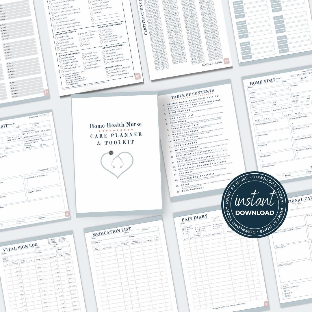 Home Health Nurse Printable Planner, Weekly Schedule for Skilled ...