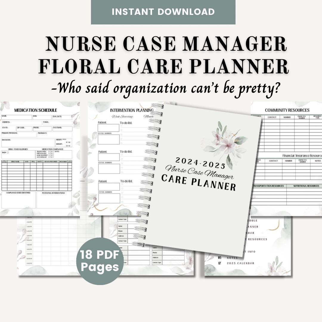 Nurse Case Manager Printable Planner, Case Management Care Planning ...