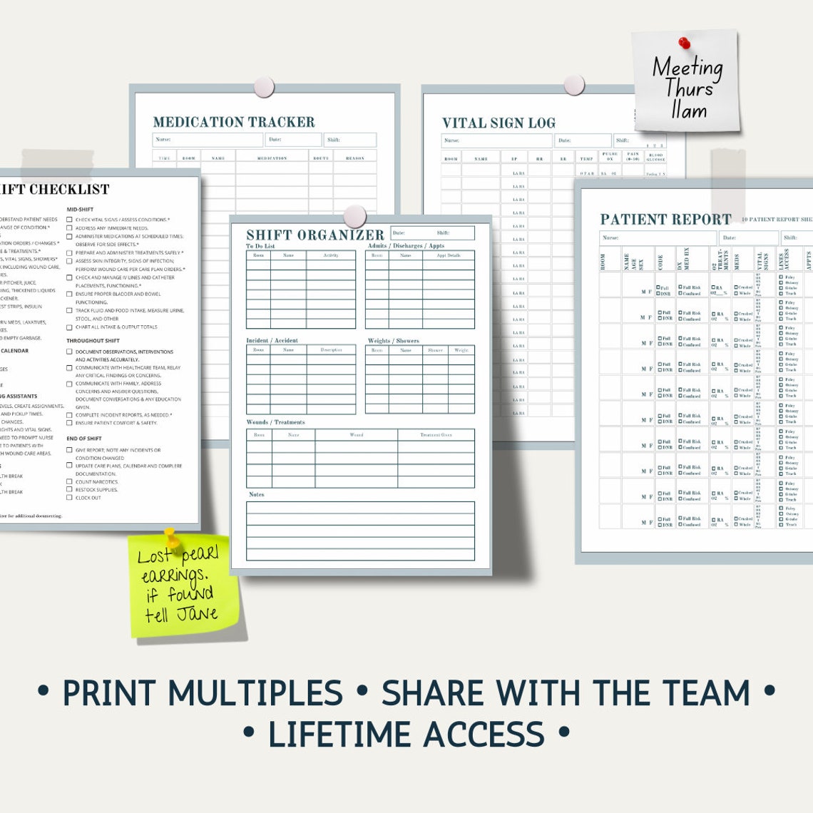 Long Term Care Nurse Shift Form Bundle, LTC Nursing Organizer Checklist ...