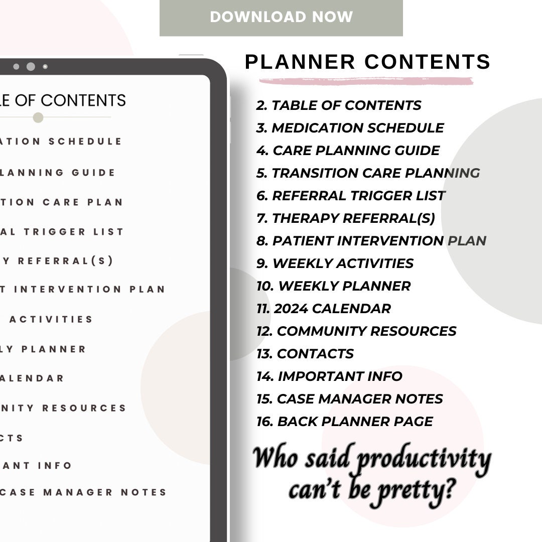 Nurse Case Manager Printable Planner, Case Management Care Planning ...