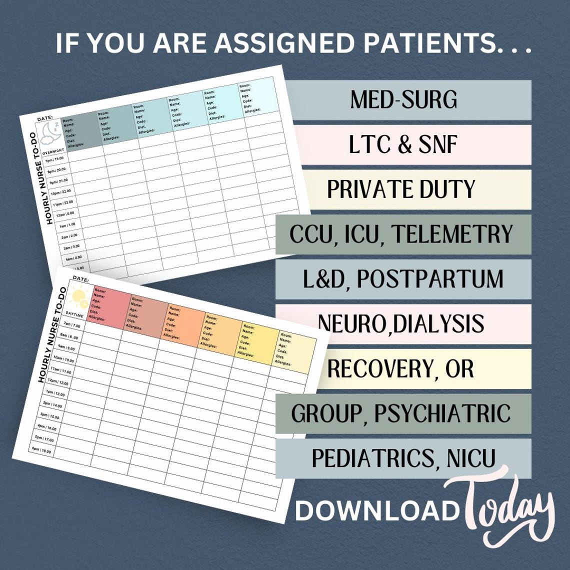 6 Patient Nurse Report Sheet, Nursing Hourly to Do Activity Planner ...