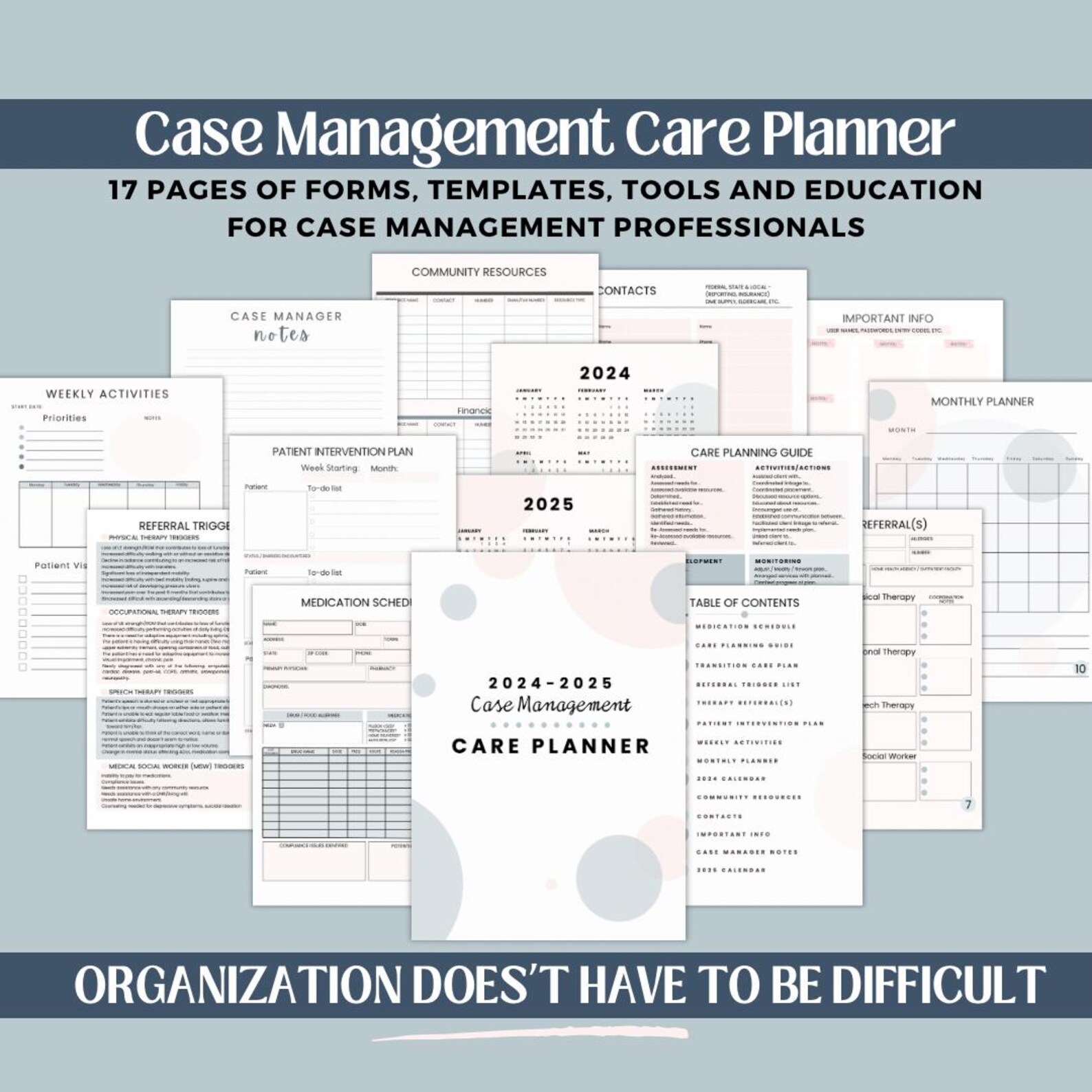 Case Manager Care Planning Printable Planner, Nurse Care Management ...
