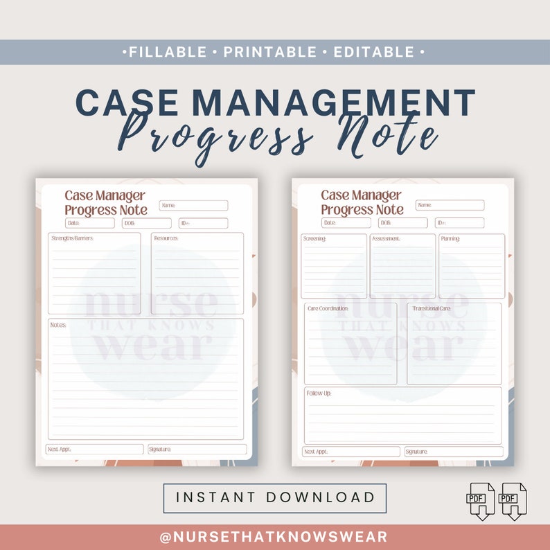 Case Manager Progress Note, RN Care Management Intake Form, Medical ...