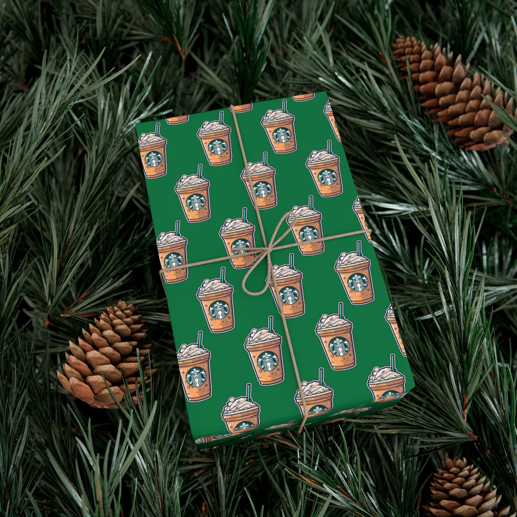 Coffee Frappuccino Green Wrapping Paperbirthday Gift Wrapmillennial ...