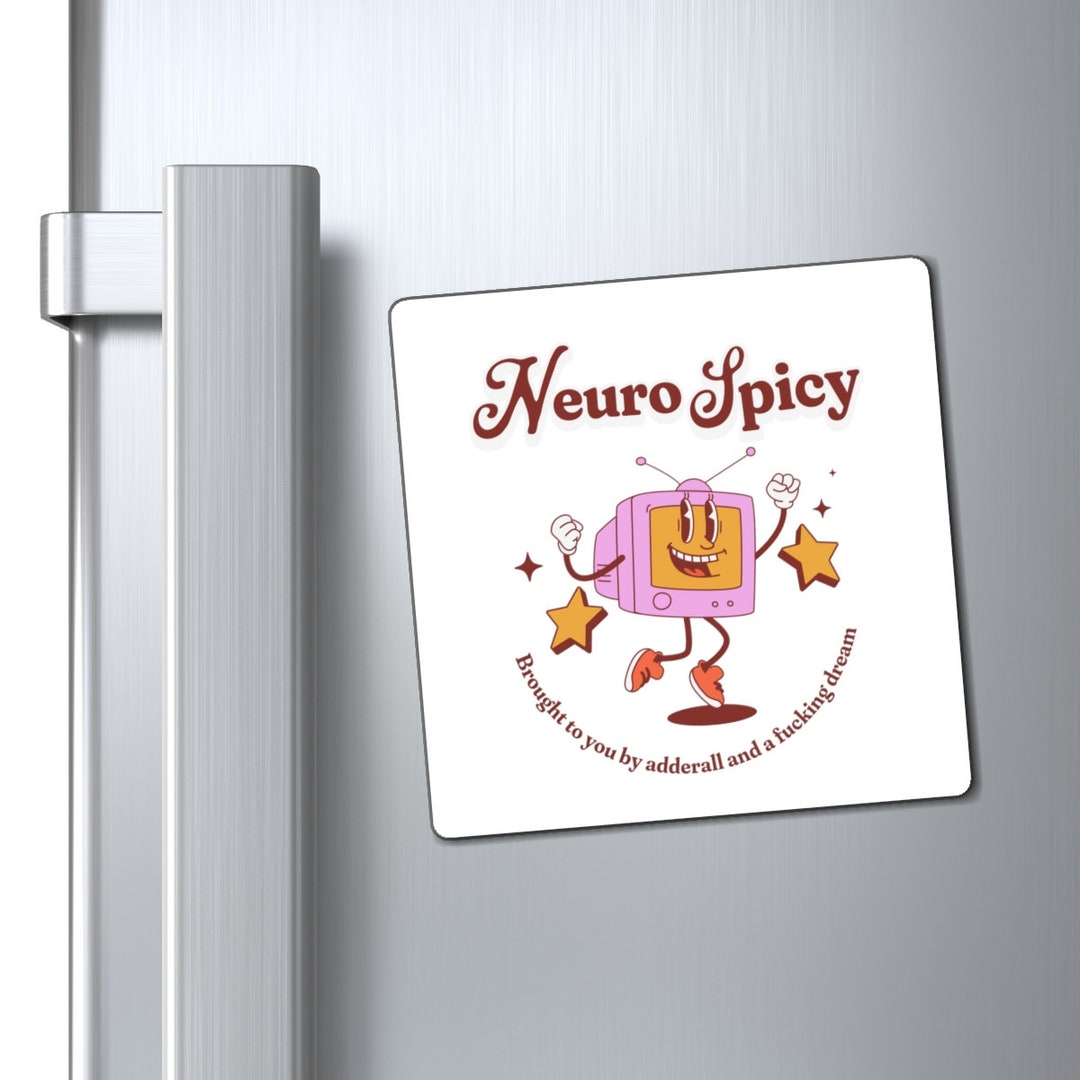 Neuro Spicy ADHD Magnetsretro Cartoon Neurodivergent Fridge Magnet ...
