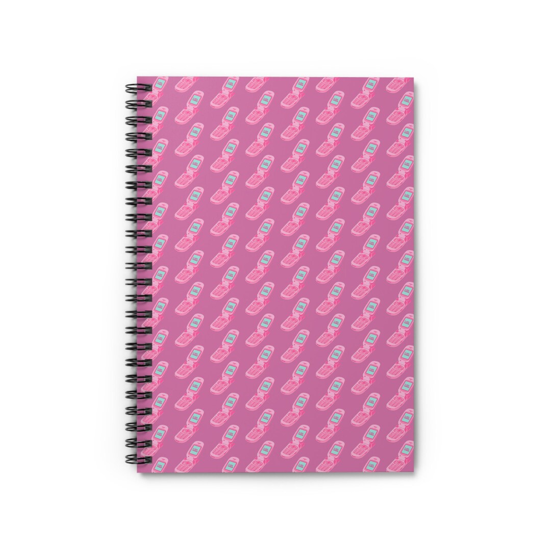 Millennial Y2K Flip Phone Pink Spiral Bound Notebook90s Nostalgia ...
