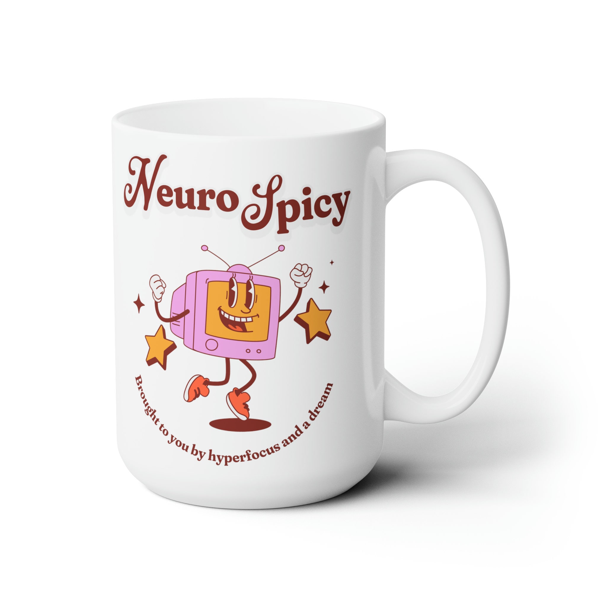 Neuro Spicy ADHD & Autism Ceramic Mug 15ozretro Cartoon Neurodivergent ...