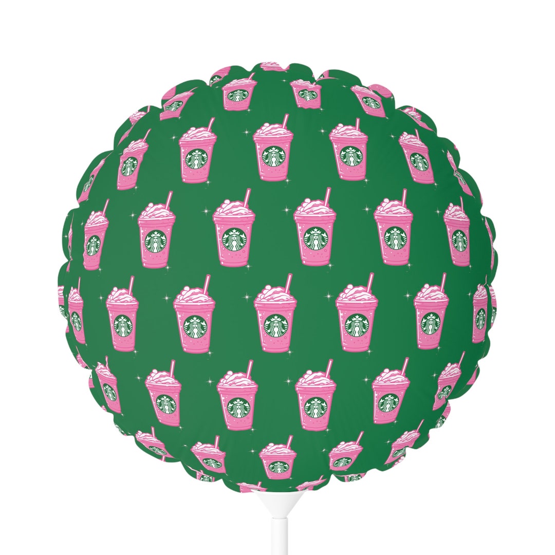 Coffee Frappuccino Pink Drink Balloon round and Heart-shaped ...