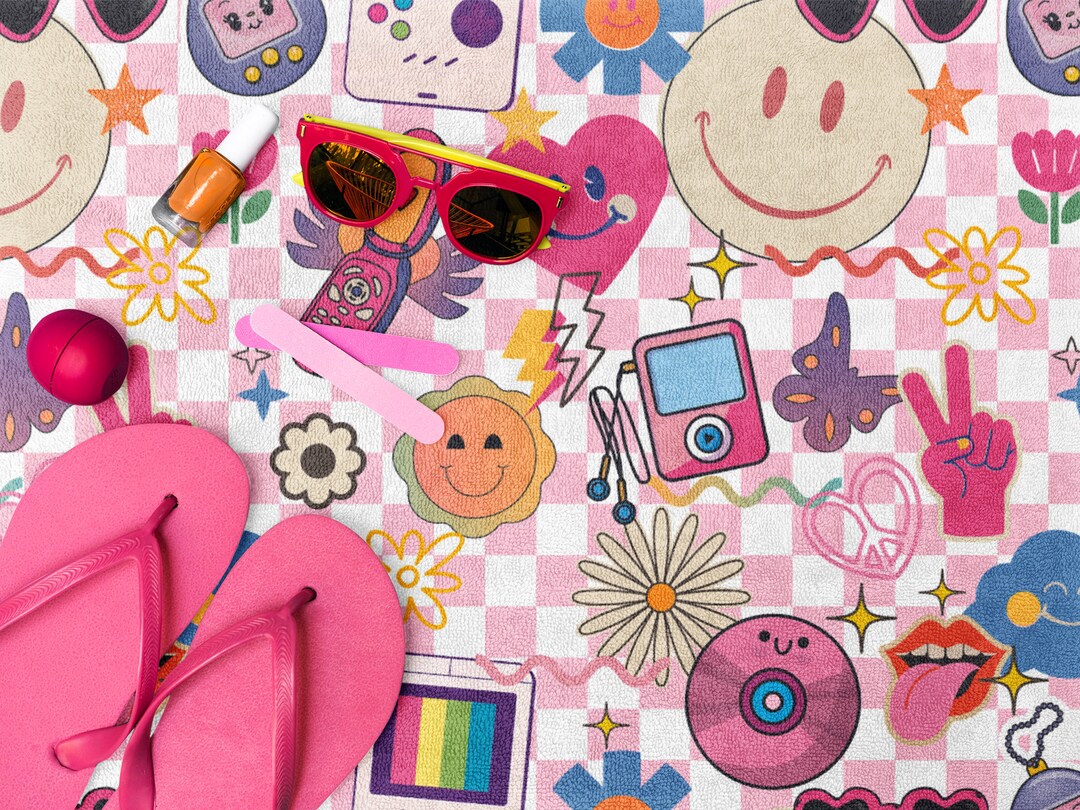 Millennial Y2k Beach Towel Y2k Beach Aesthetic Towel Y2k - Etsy