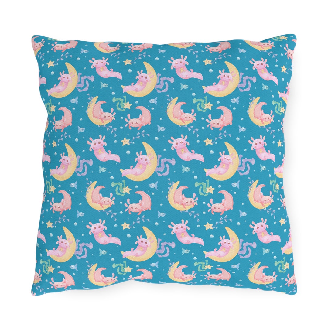 Blue Axolotl Outdoor Pillowsbirthday Party Giftmothers Day Giftsummer ...
