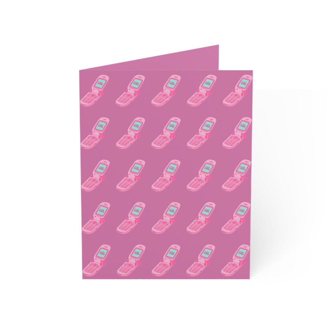 Pink Y2K Flip Phone Greeting Cardsmillennial Style Card Y2K Aesthetic ...