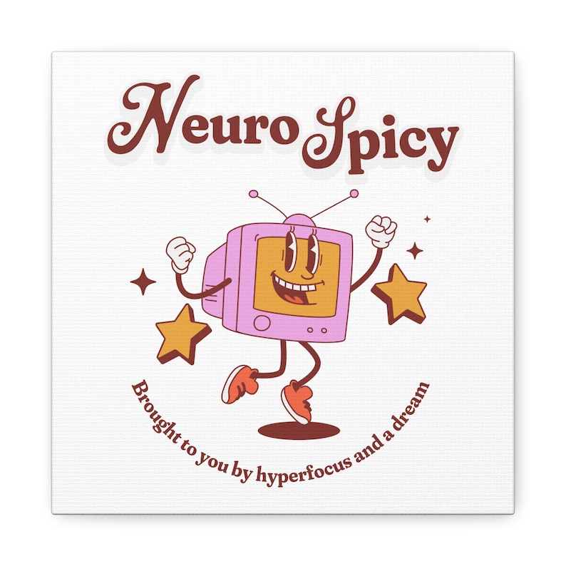 Neuro Spicy ADHD & Autism Canvas Gallery Wrapsretro Cartoon ...