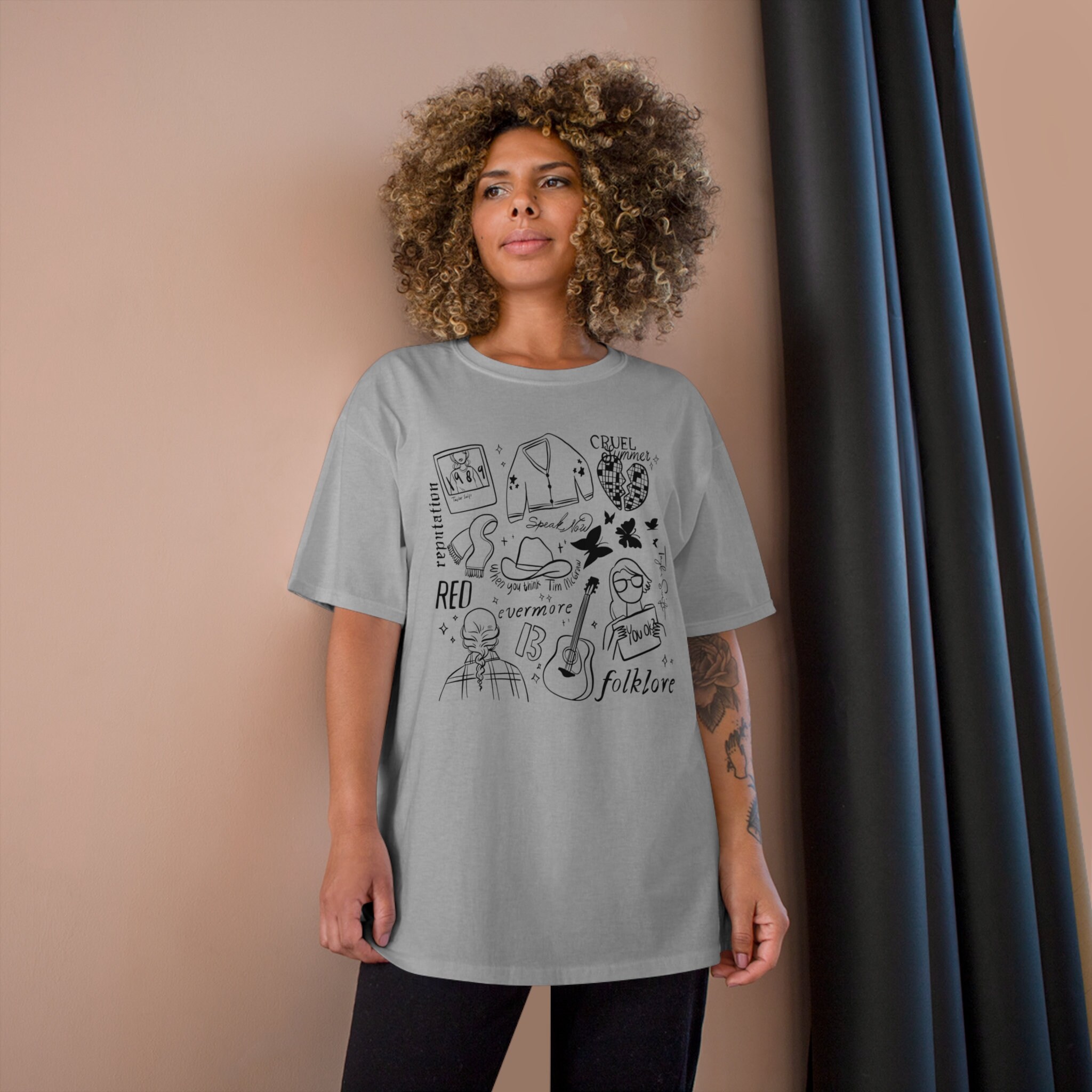 Taylor Line Art Collection Champion T-shirttaylor Swiftie Mercheras ...