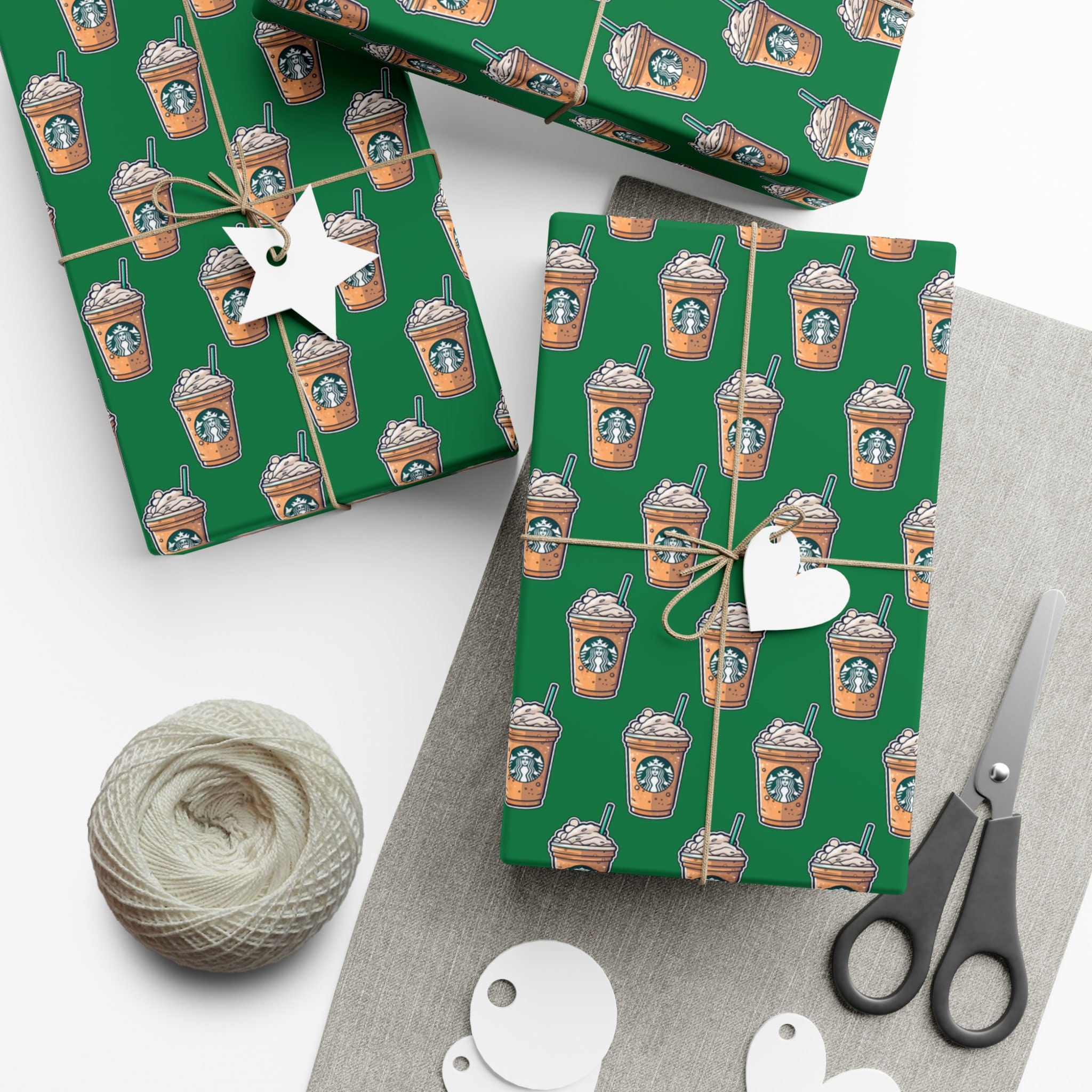 Coffee Frappuccino Green Wrapping Paperbirthday Gift Wrapmillennial ...