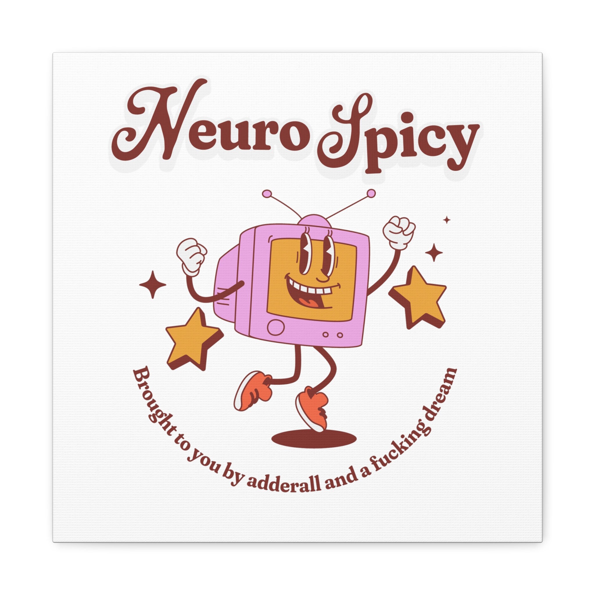 Neuro Spicy ADHD Canvas Gallery Wrapsretro Cartoon Neurodivergent Wall ...